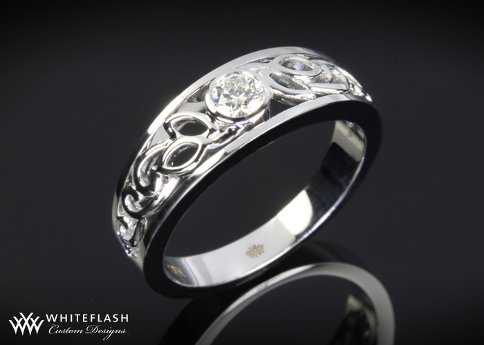 Bezel Set Filigree Wedding Band | 10204