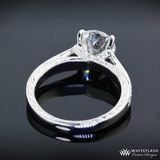 Engraved Bead Set Diamond Engagement Ring | 12201