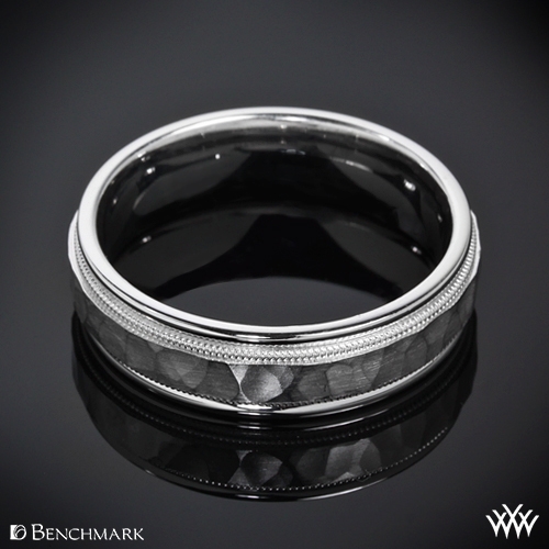 Hammered Milgrain Wedding Ring by Benchmark - Whi... | 1721