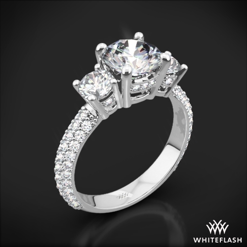 Rounded Pave 3 Stone Engagement Ring | 2386