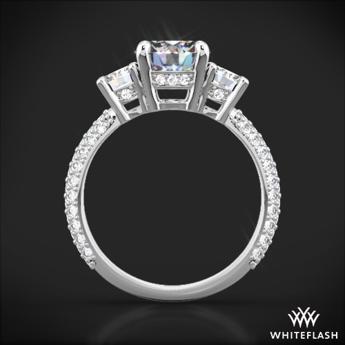 Rounded Pave 3 Stone Engagement Ring | 2387