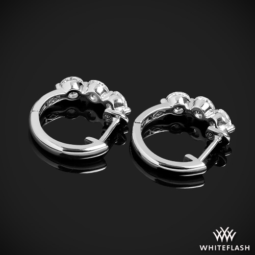 Three Stone Diamond Hoop Earrings | 7214