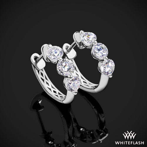 Three Stone Diamond Hoop Earrings | 7214