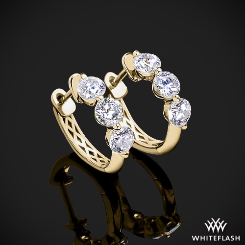 Three Stone Diamond Hoop Earrings | 7336