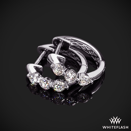 Three Stone Diamond Hoop Earrings | 7217