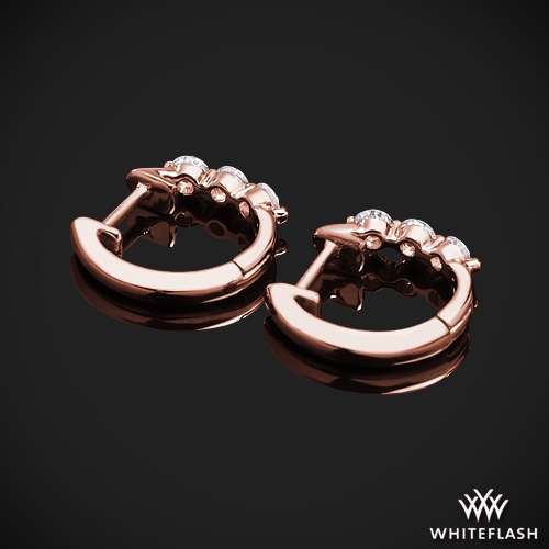 Three Stone Diamond Hoop Earrings | 7216