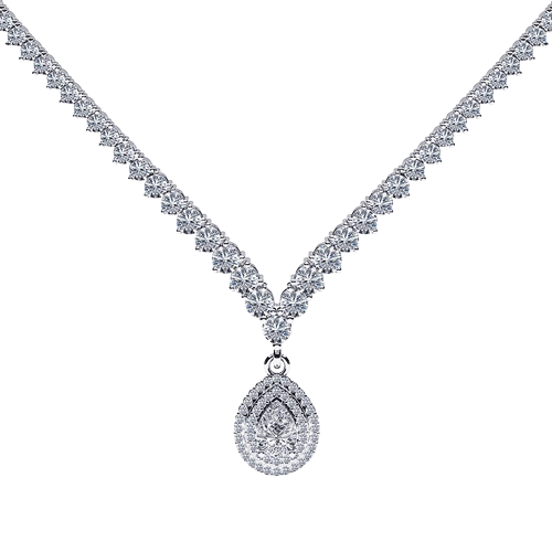 Vintage Tear Drop Diamond Eternity Necklace | 8243